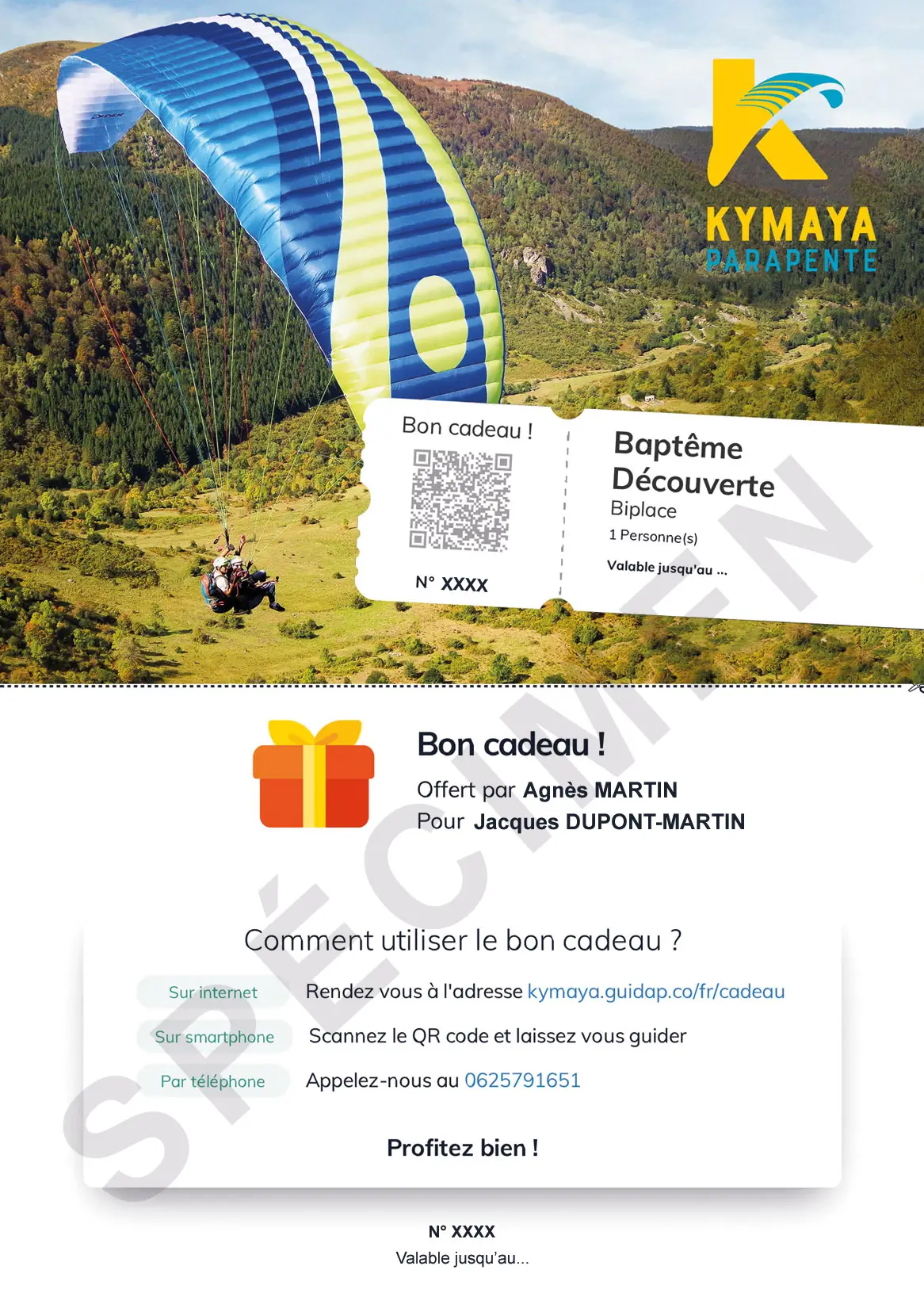 Gift Cards of Kymaya paragliding school